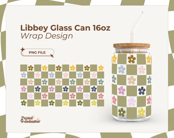 Girly Floral Png Wrap Design for Libbey 16oz Can Glass Retro Spring ...