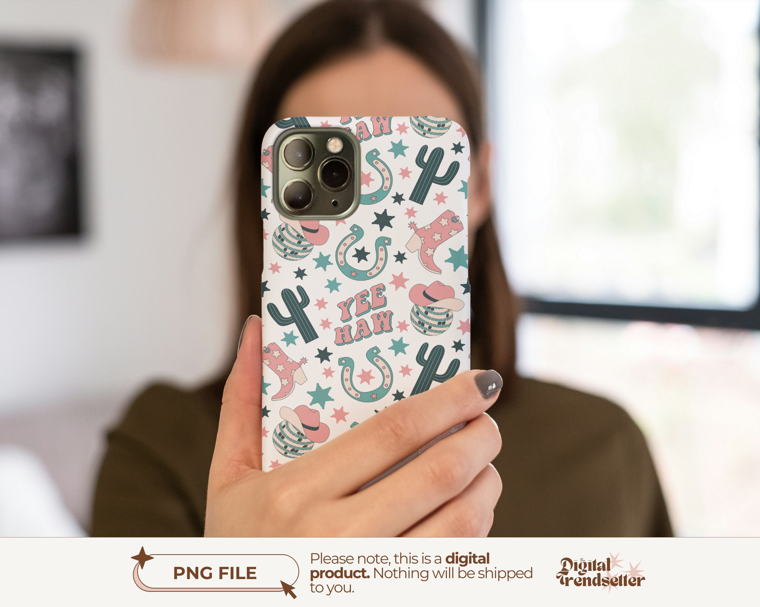 Trendy Western Cowgirl Seamless Pattern 60s Inspired Pastel Western ...