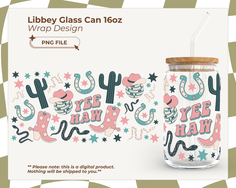 Retro Cowgirl Libbey Glass Wrap Bundle Cowboy Hat and Boots Libbey ...