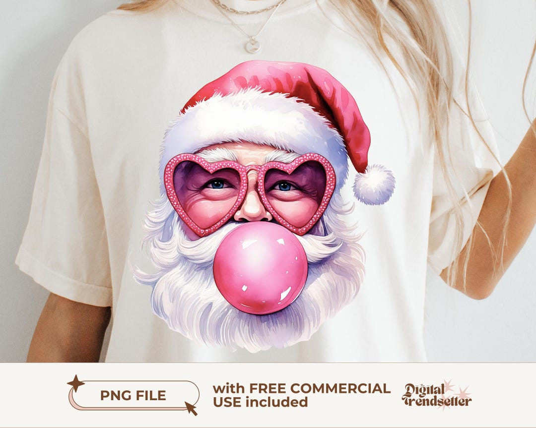 Retro Santa Blowing Bubble Png Retro Christmas Santa Claus Bubblegum ...