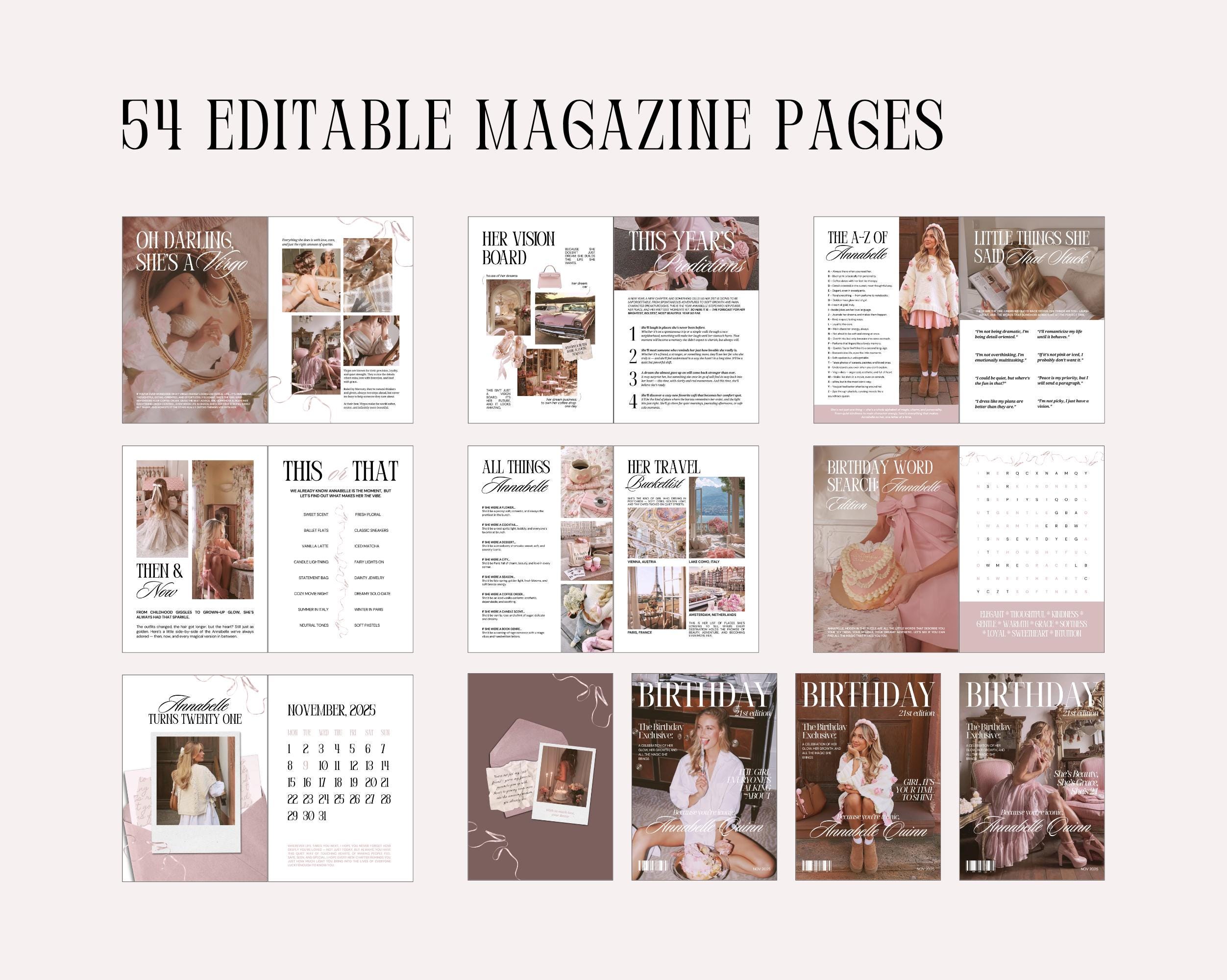 Aesthetic Birthday Magazine Canva Template Editable Magazine Design ...