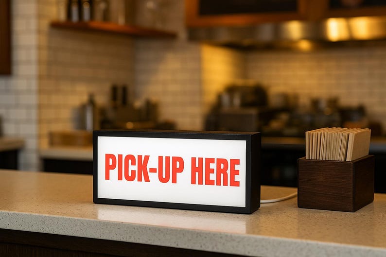 Illuminated Pick-up Here Light Box Sign: Coffee Shop, Food Truck Decor ...
