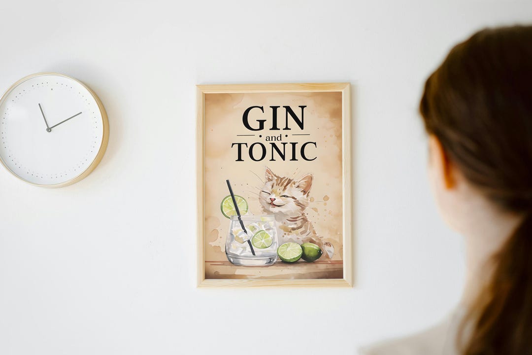 Funny Cat Gin and Tonic Print: Quirky Bar Art (digital Download) - Etsy