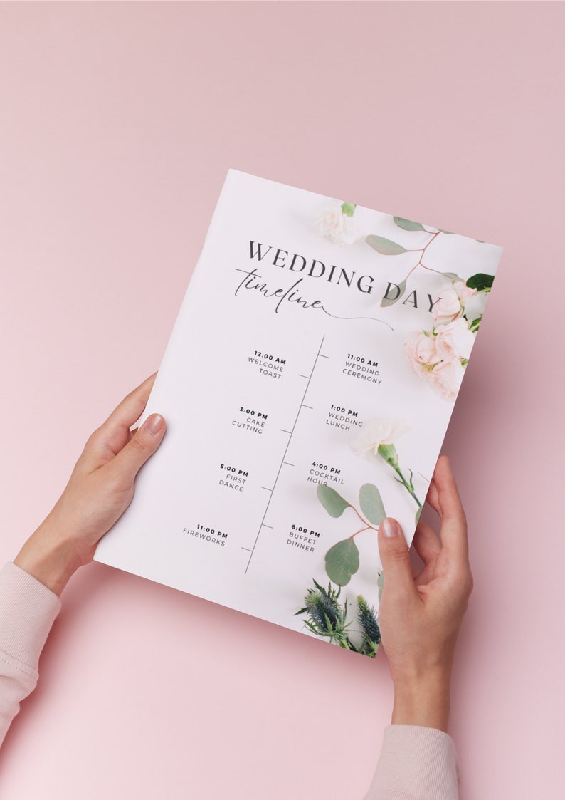 Elegant Wedding Day Timeline Template - Etsy