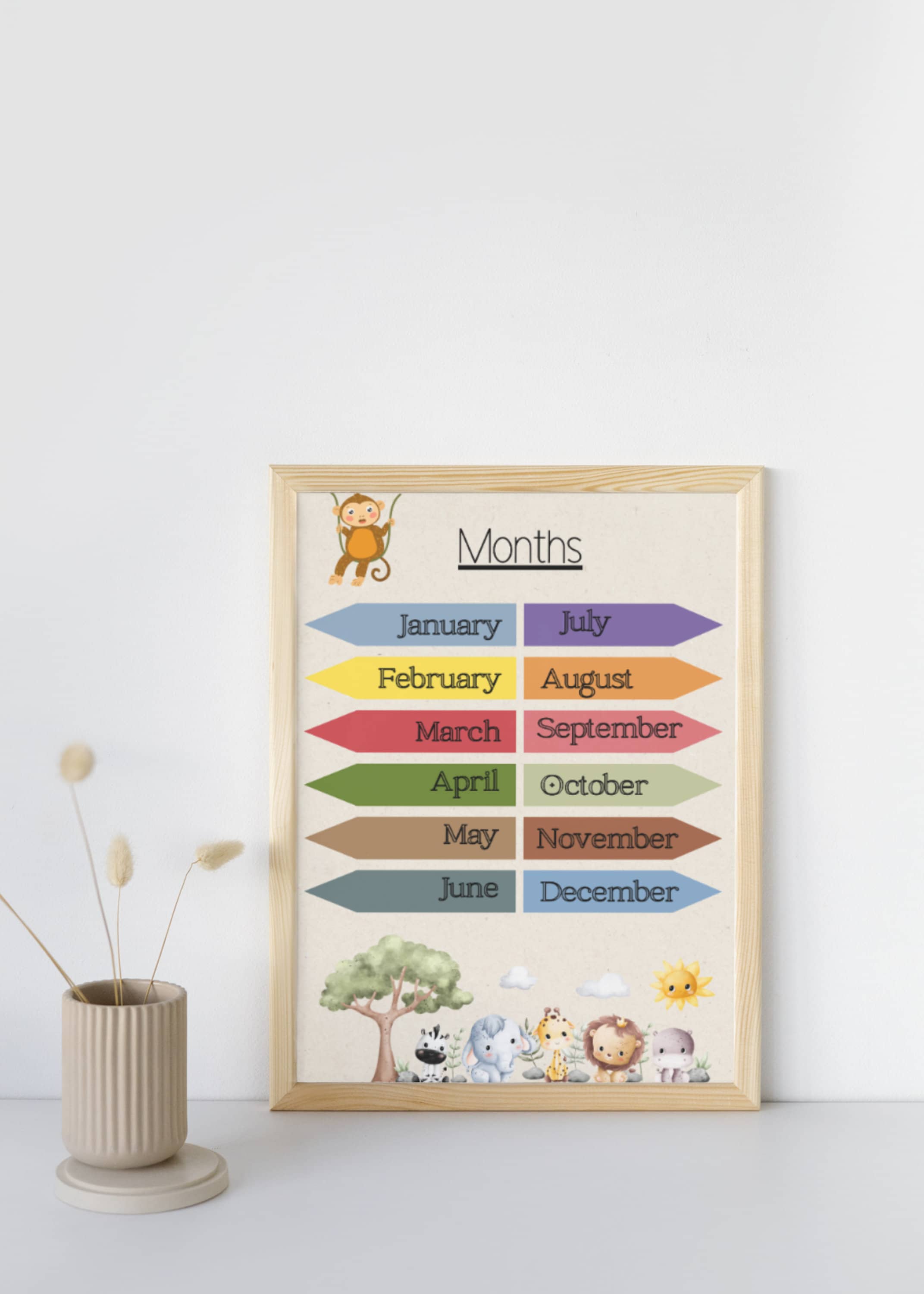 Educational Posters, 6 Boho Playroom Wall Art, Montessori Learning ...