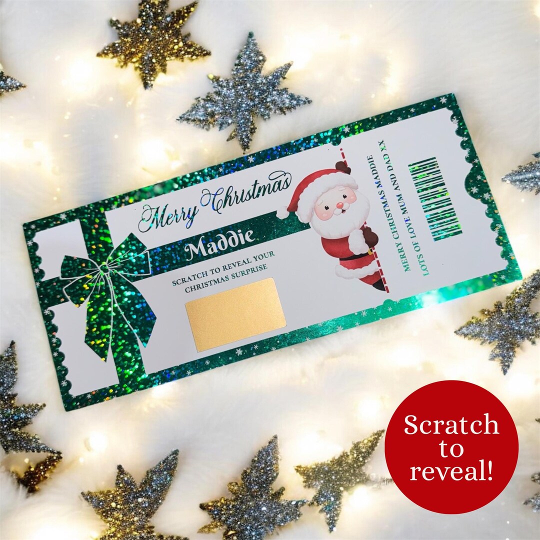 Christmas Scratch off Gift Voucher, Personalised Foiled Surprise Gift ...