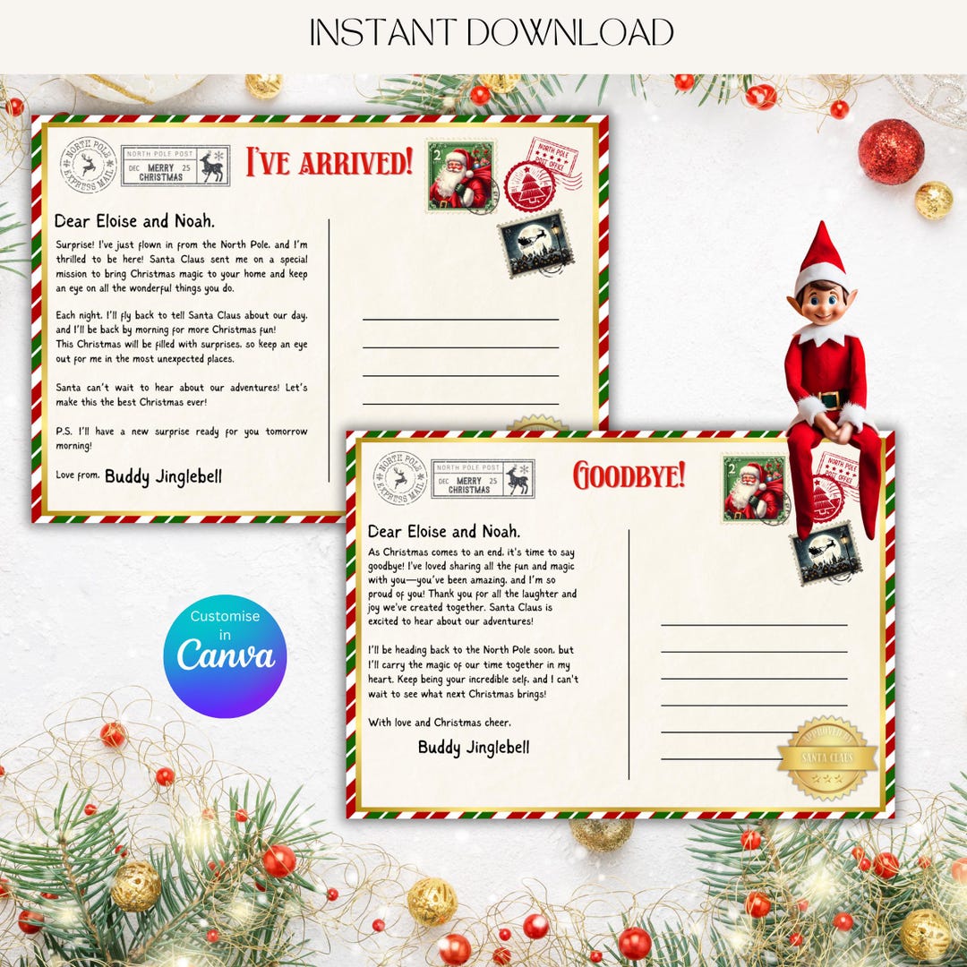 Personalized Elf Postcards for Kids Editable Elf Postcard Instant ...