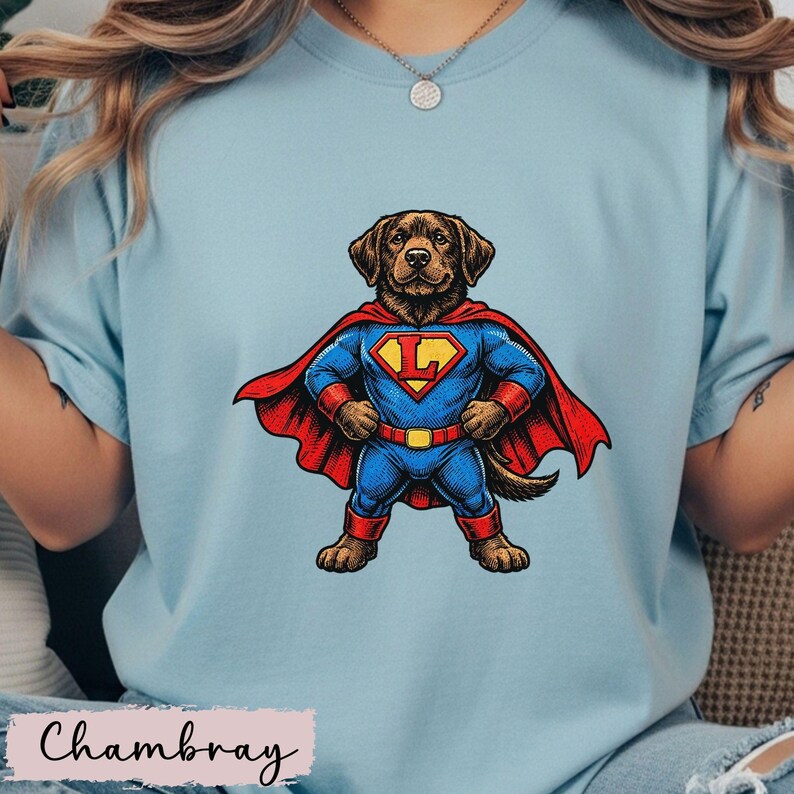Chocolate Labrador Superhero Dog Shirt, Vintage Comic Style Puppy Tee ...