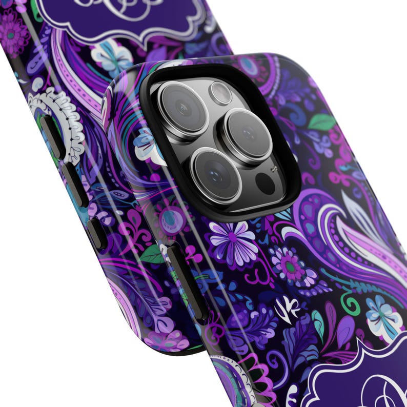 Personalized Purple Paisley Pattern Phone Case Custom Funky Boho Cover ...