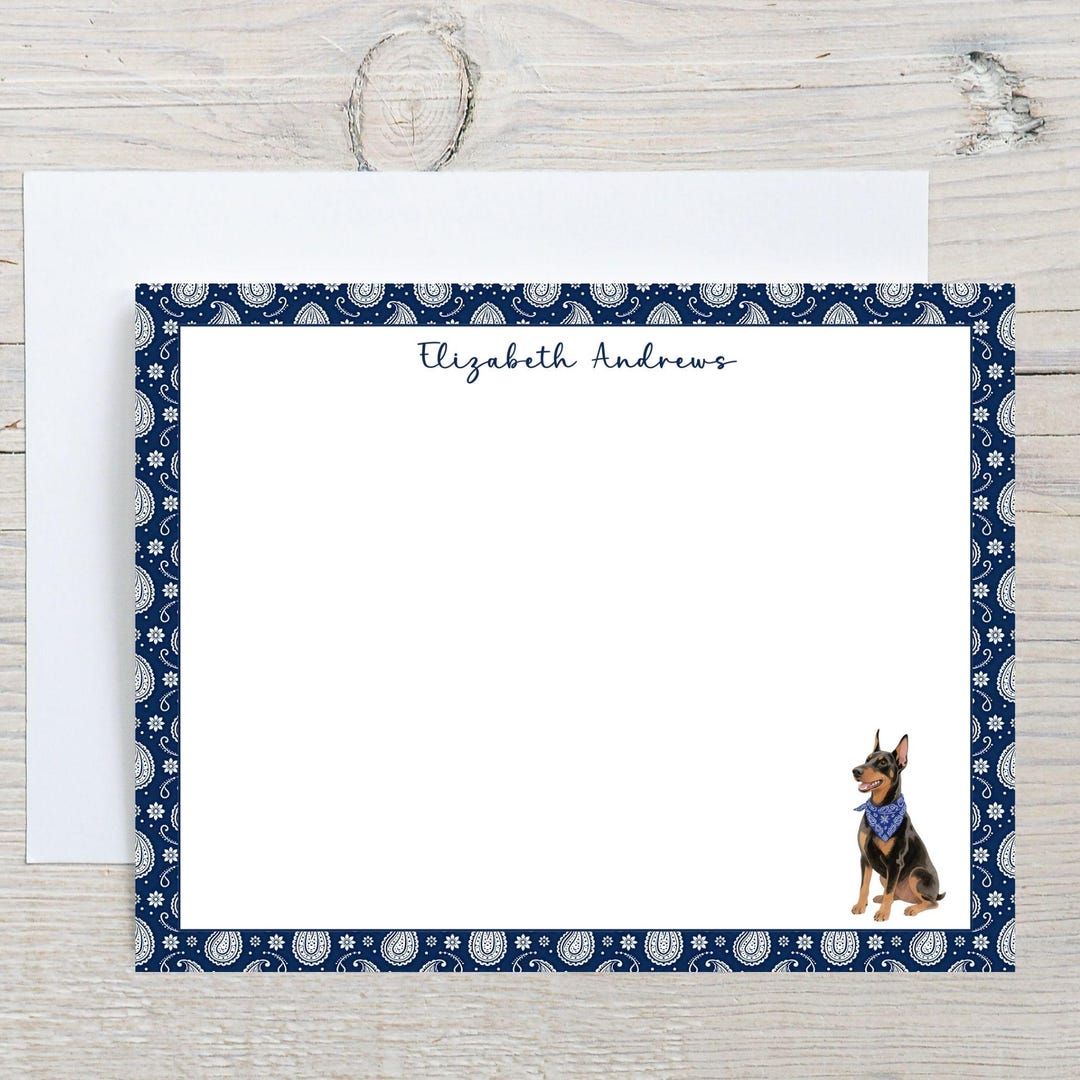 Custom Doberman Pinscher Dog Dog Note Cards, Personalized Dog Notecard ...