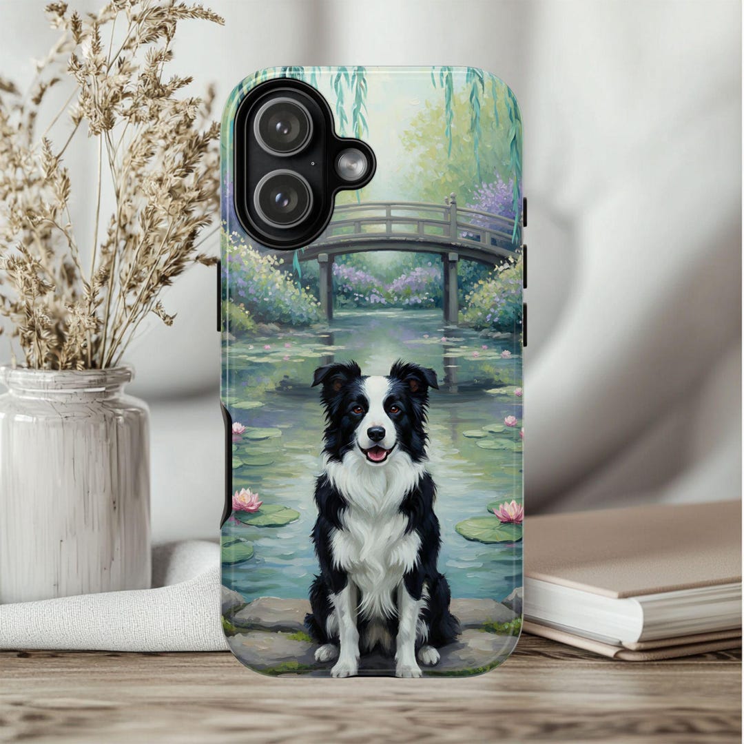 Border Collie Dog Monet Lily Pond Scene Phone Case, Gift for Dog Mom - Etsy