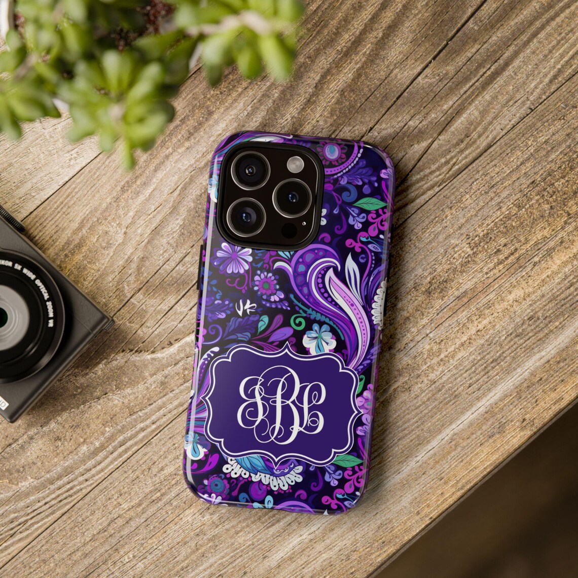 Personalized Purple Paisley Pattern Phone Case Custom Funky Boho Cover ...