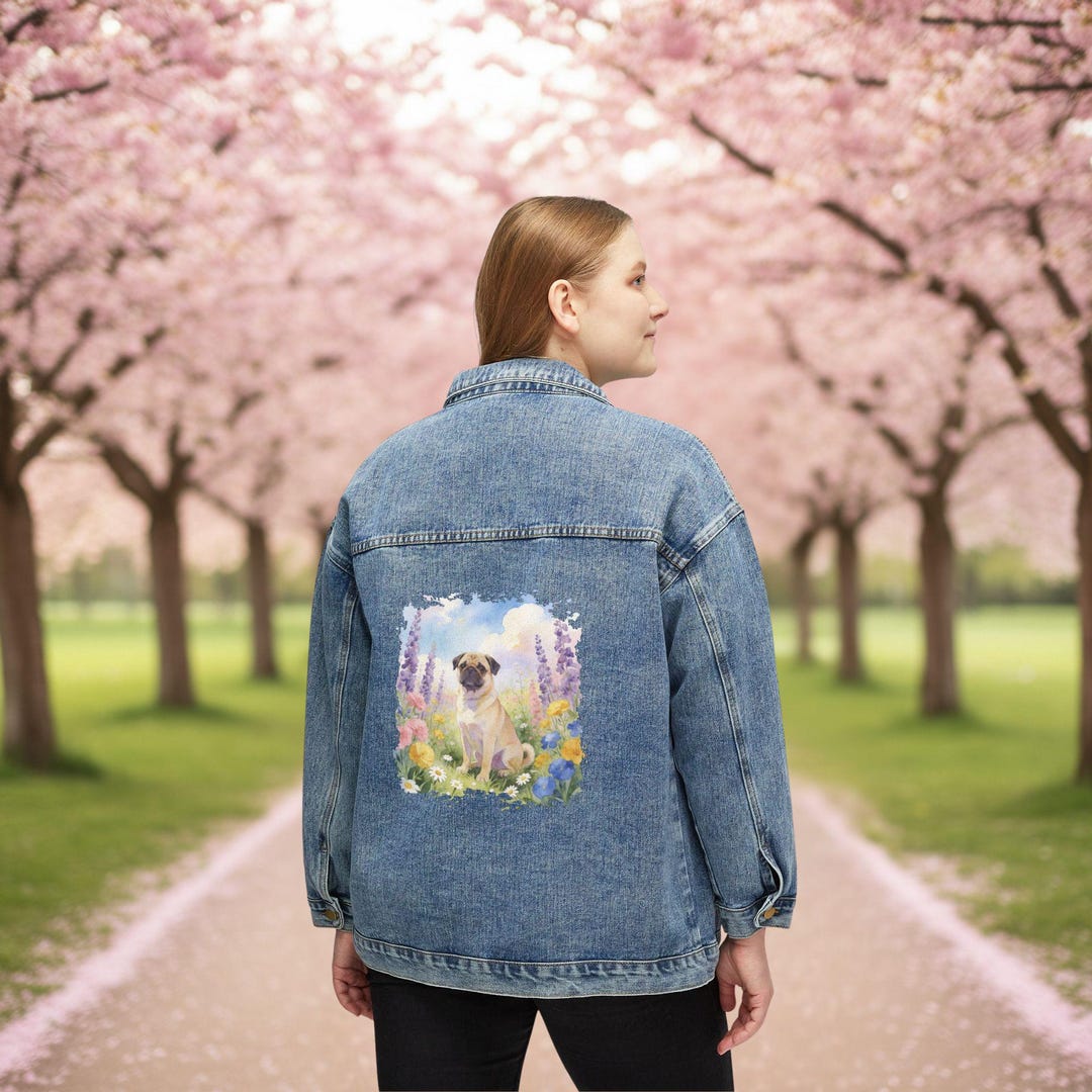 Watercolor Pug Denim Jacket, Dog Mom Style - Etsy