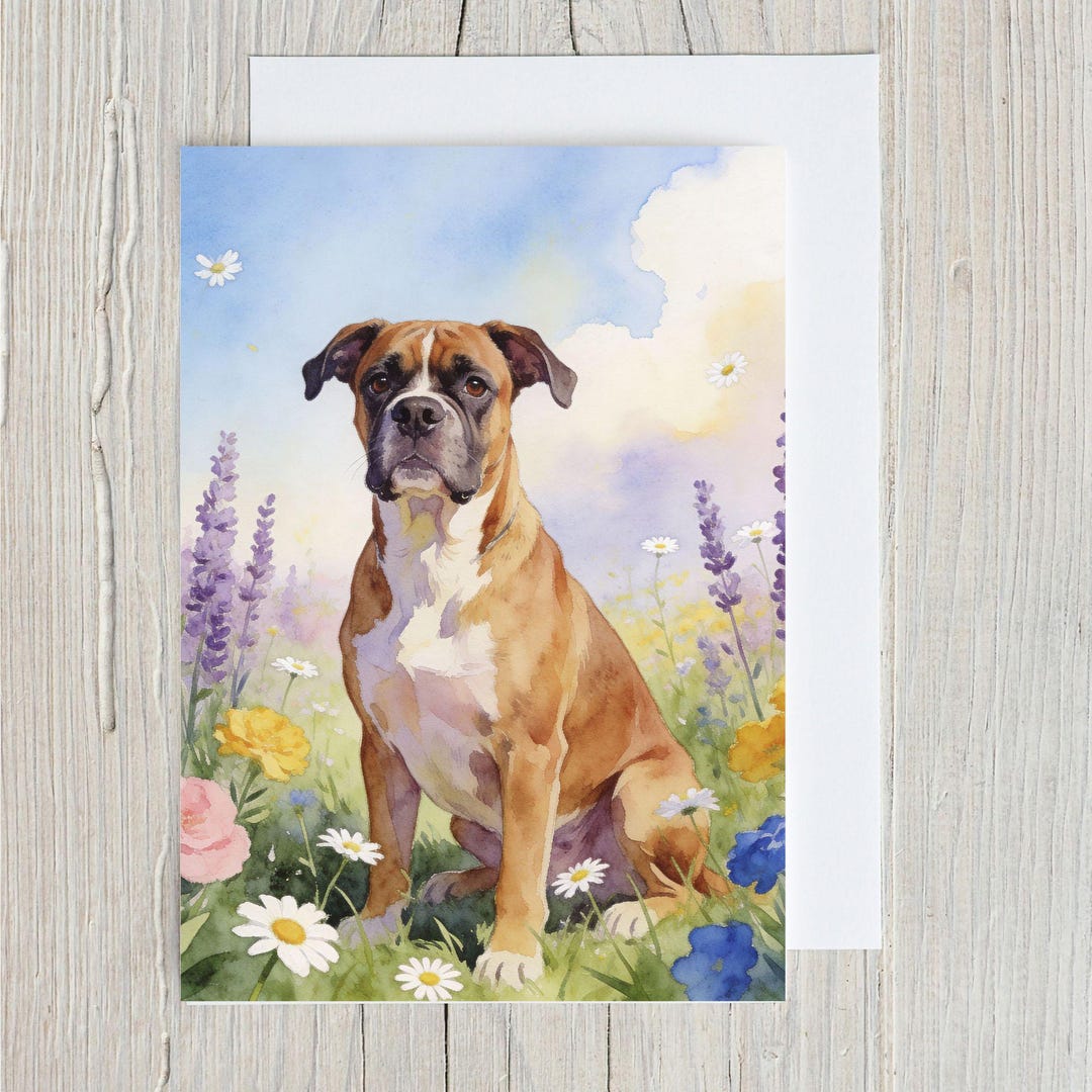 Boxer Dog Watercolor Dog Greeting Birthday Cards, Blank Inside, Dog ...