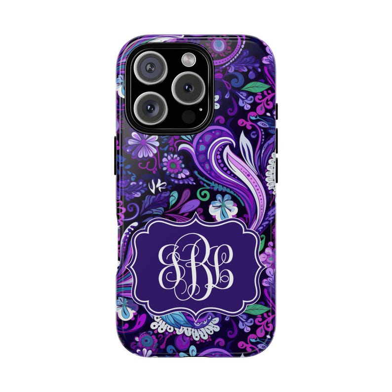 Personalized Purple Paisley Pattern Phone Case Custom Funky Boho Cover ...