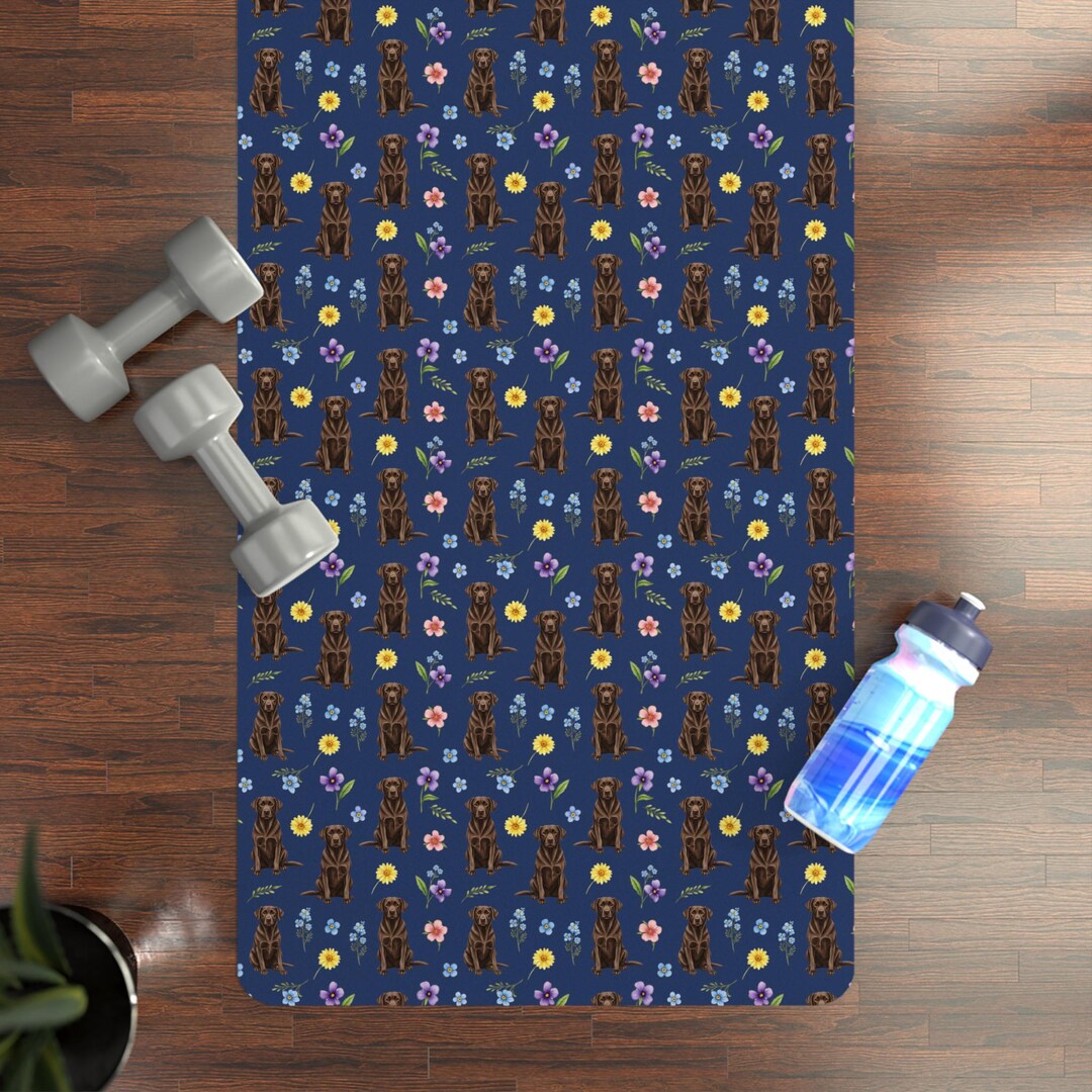 Floral Chocolate Labrador Yoga Mat, Non-slip Rubber, 24" X 70" - Etsy