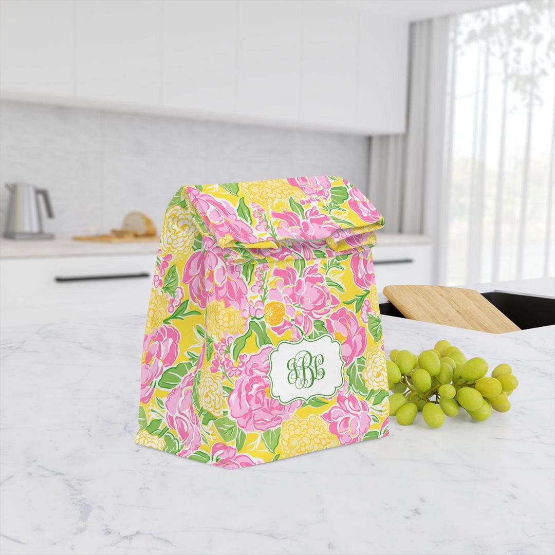 Personalized Preppy Floral Insulated Lunch Tote, Monogrammed Lilly P ...