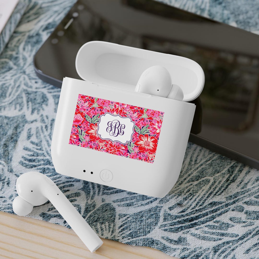 Personalized Floral Earbud Case, Cute Floral Wireless Earbuds Holder ...