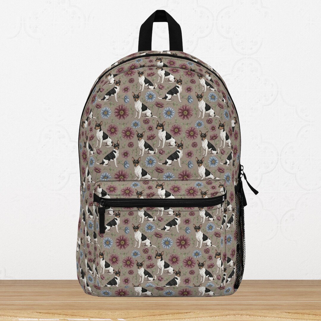 Floral Rat Terrier Backpack, Dog Lover Rucksack - Etsy