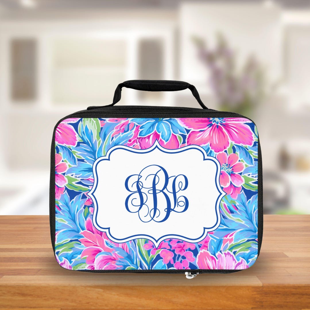 Personalized Preppy Floral Insulated Lunch Tote, Monogrammed Lilly P ...