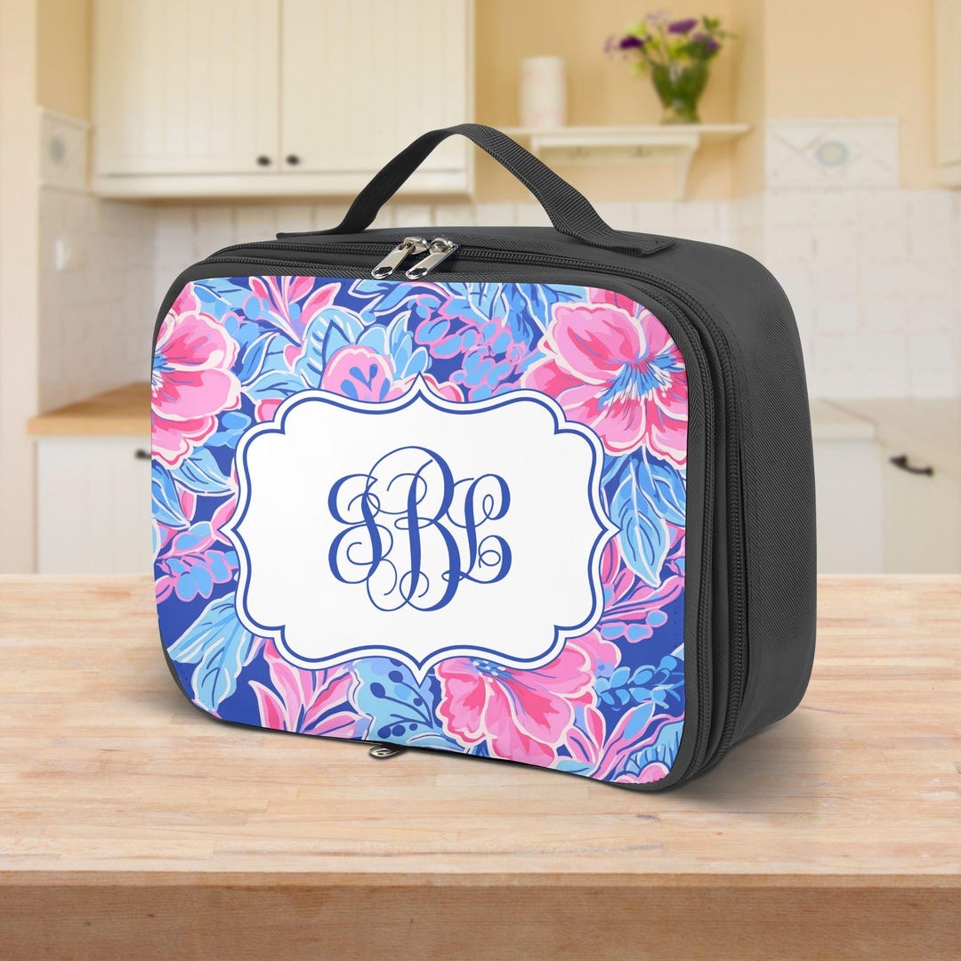 Personalized Preppy Floral Insulated Lunch Tote, Monogrammed Lilly P ...