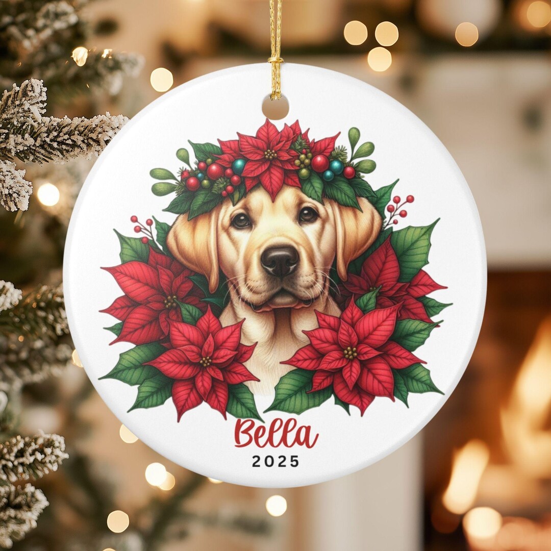 Custom Yellow Labrador Christmas Ornament, Personalized Yellow Lab ...