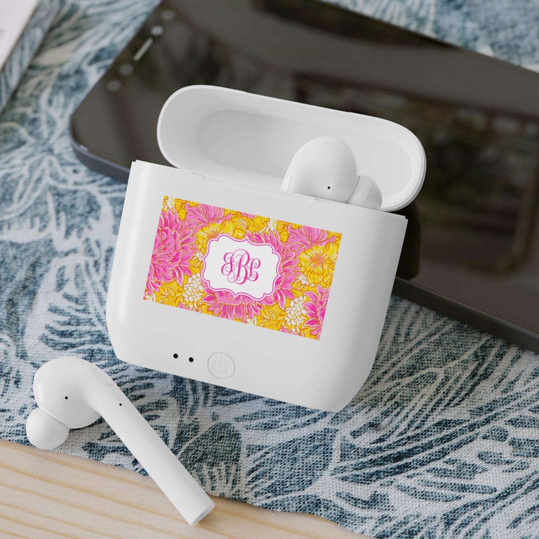 Personalized Floral Wireless Earbuds With Case, Custom Earbud Cover ...