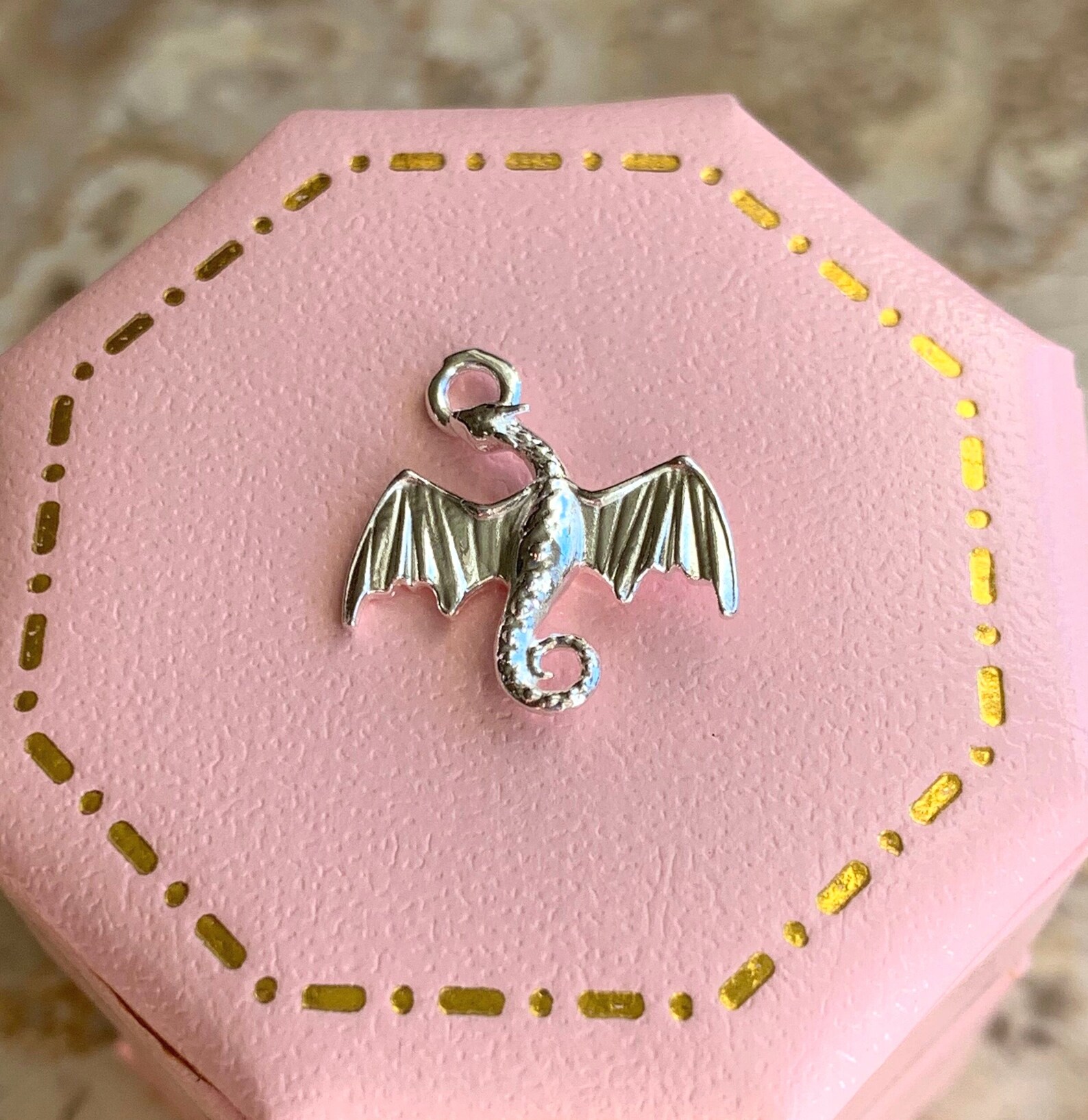 Sterling Dragon Charm. Solid Silver Dragon Charm. Jump Ring Not ...