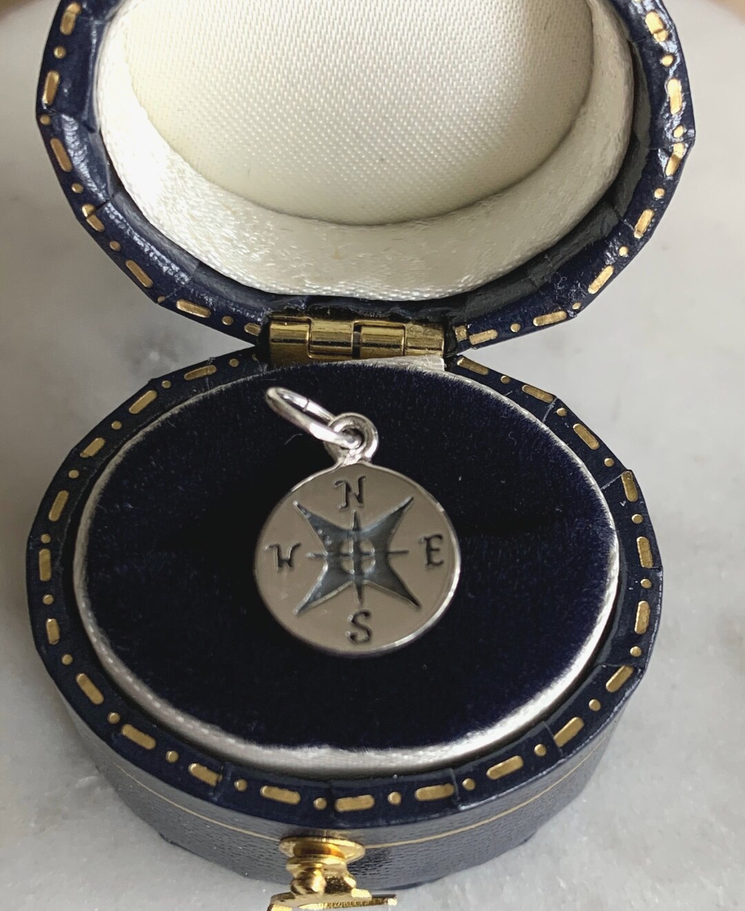 Sterling Silver Compass Charm or Pendant. Cute Solid Silver Compass ...
