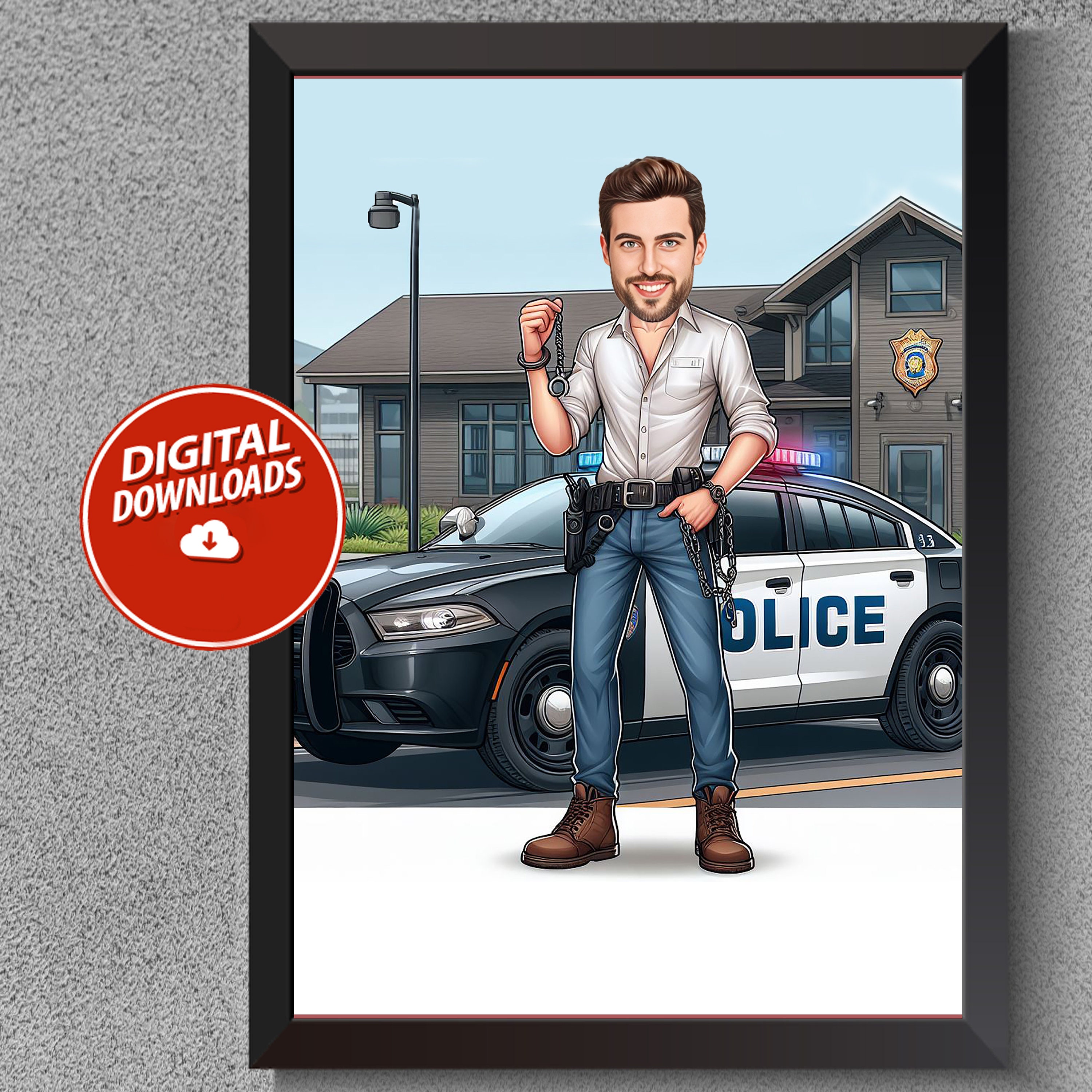PERSONALIZED CARICATURE Police Officer Cartoon Drawing Form Photo ...