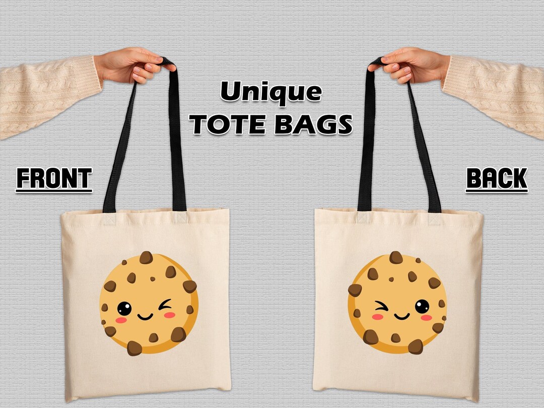 Cute Cookie Tote Bag – Kawaii Winking Face Canvas Bag – Eco-friendly ...