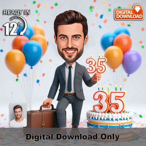 Custom 35th Birthday Extra Special Day Caricature Photo to Cartoon - Etsy