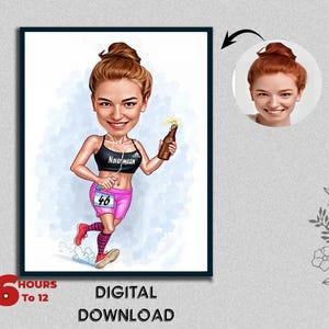 Female Girls Runner Caricature Racer Sprinter Jogger Athlete Contestant ...