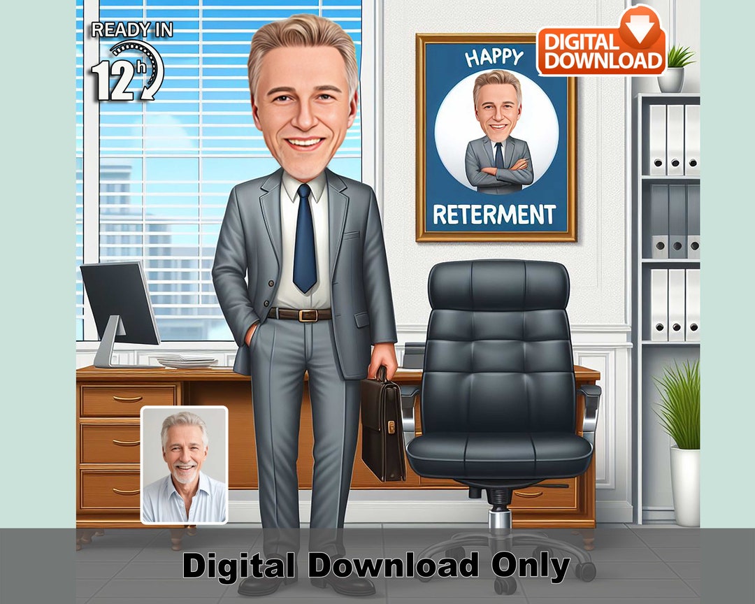 Personalized HAPPY RETERIMENT Caricature Perfect Gifts for Retirees ...