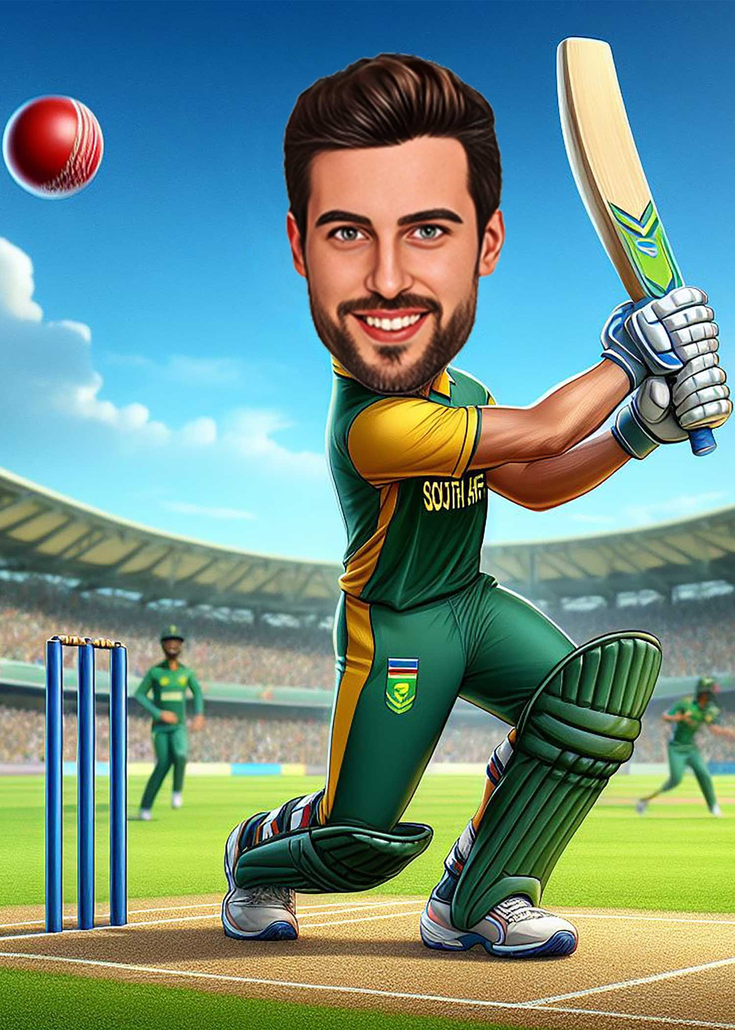 SOUTHAFRICA Cricket Player Cartoon Drawing From Photo Picture Male ...