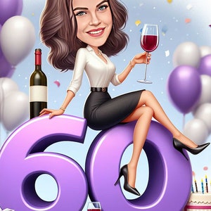 DYNAMIC 60th BIRTHDAY Extra Special Day Caricature Photo to Cartoon Personalized Birthday Gift ...