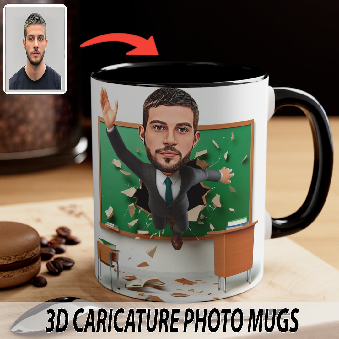 3d Mugs Caricature for Teacher Coffee Cup Art Cartoon Mug Caricature ...