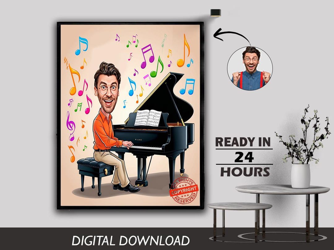 Bespoke Custom Music Producer Cartoon Portrait Music Guitar Caricature ...