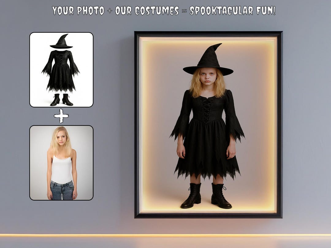 Custom Witch Costume Photo Edit: Personalized Halloween Portrait ...