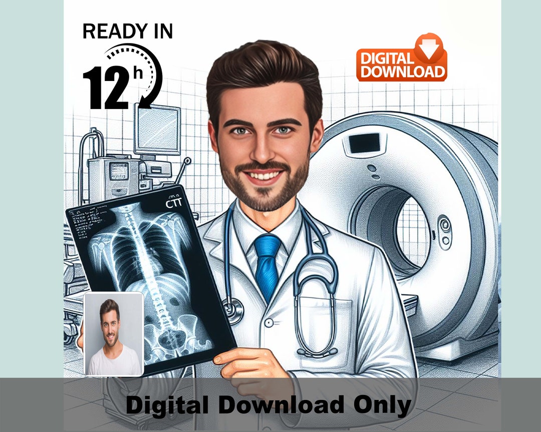 Male Radiologist Doctor Caricature Gift Retired Radiologist Doctor ...