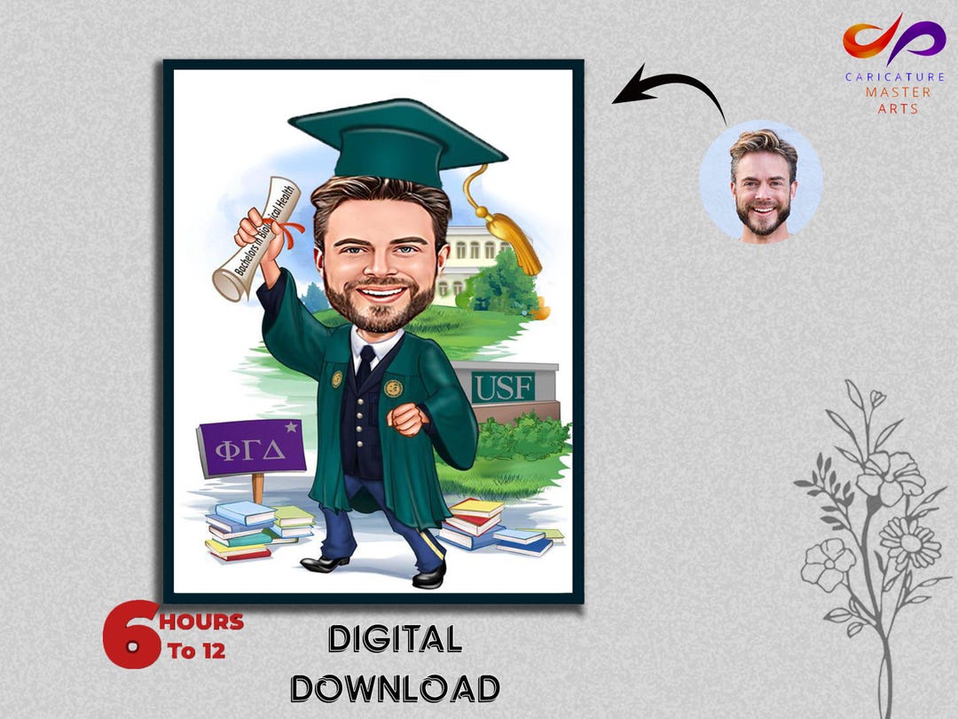 Special Male Boys Men Graduation Caricature Diploma Certification ...