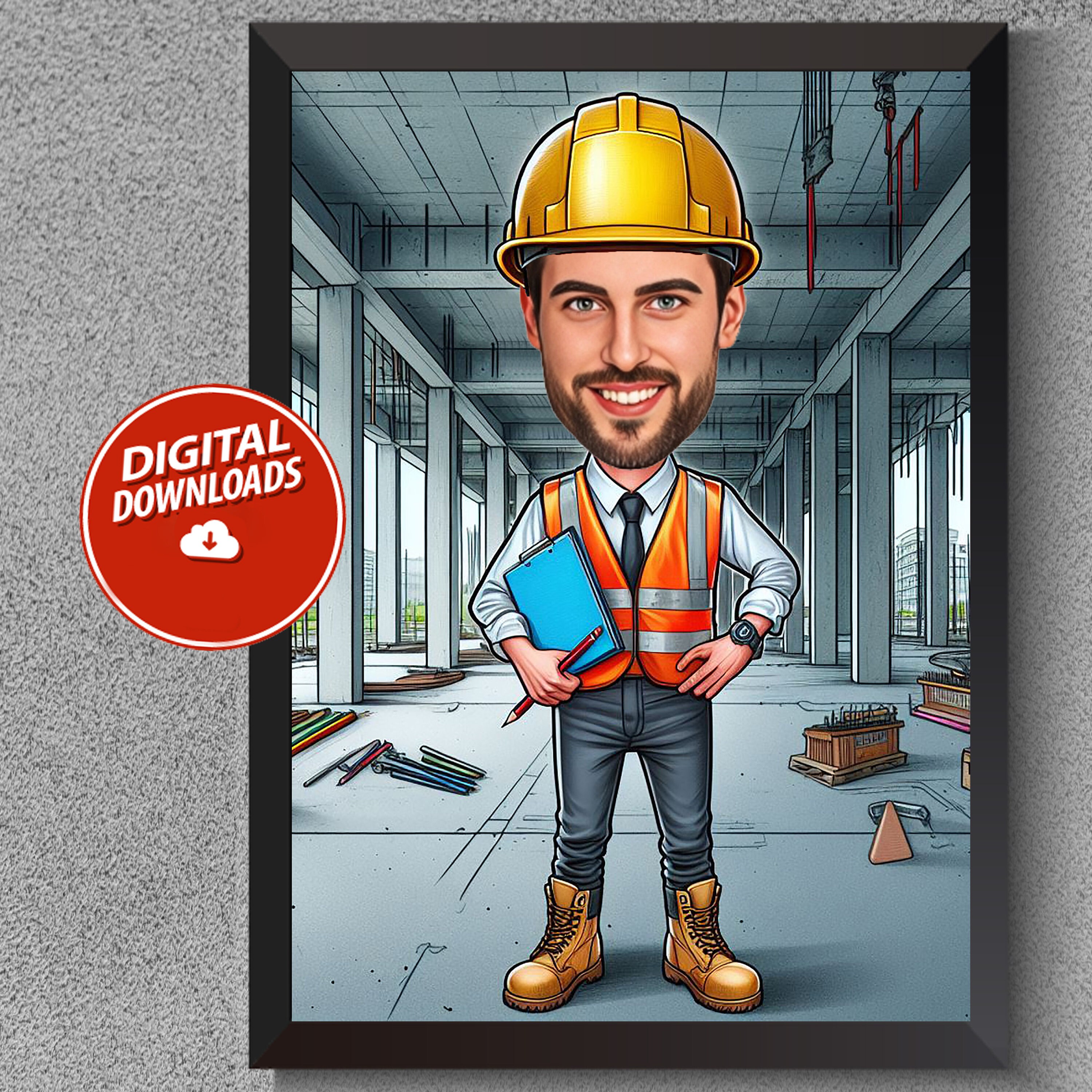 Civil Engineer Caricature, Photo to Cartoon, Construction Worker ...