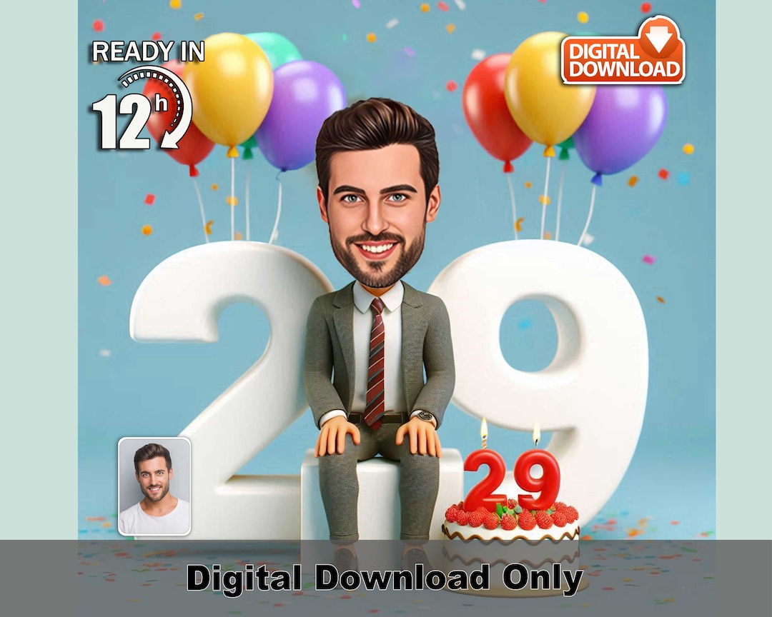 PERSONALIZED 29th BIRTHDAY Extra Special Day Caricature Photo to ...