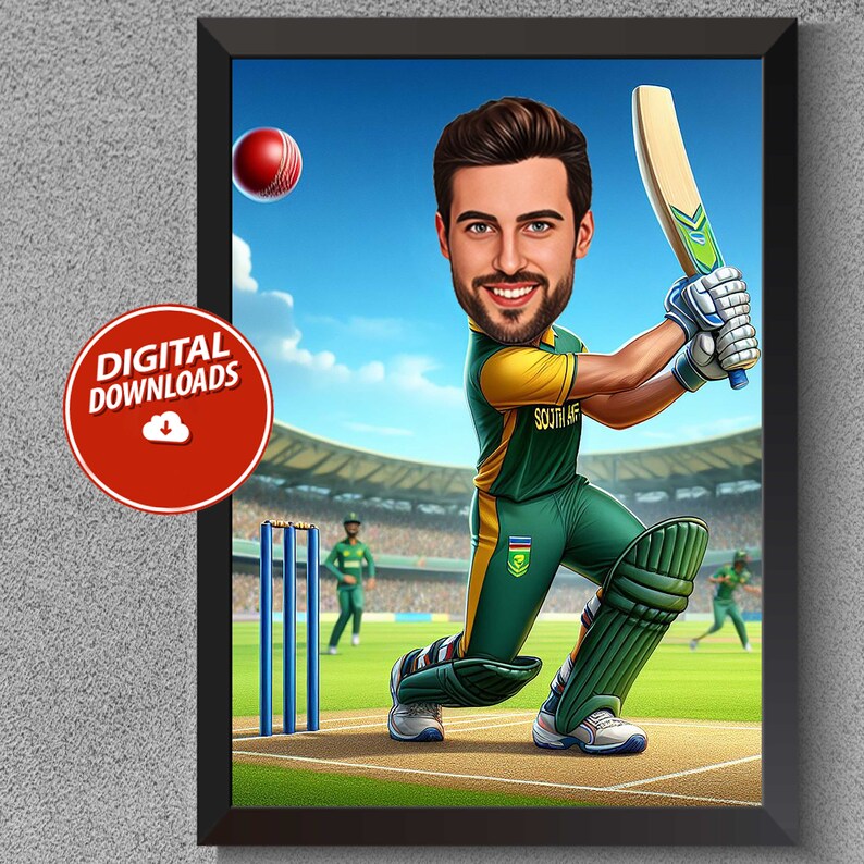 SOUTHAFRICA Cricket Player Cartoon Drawing From Photo Picture Male ...