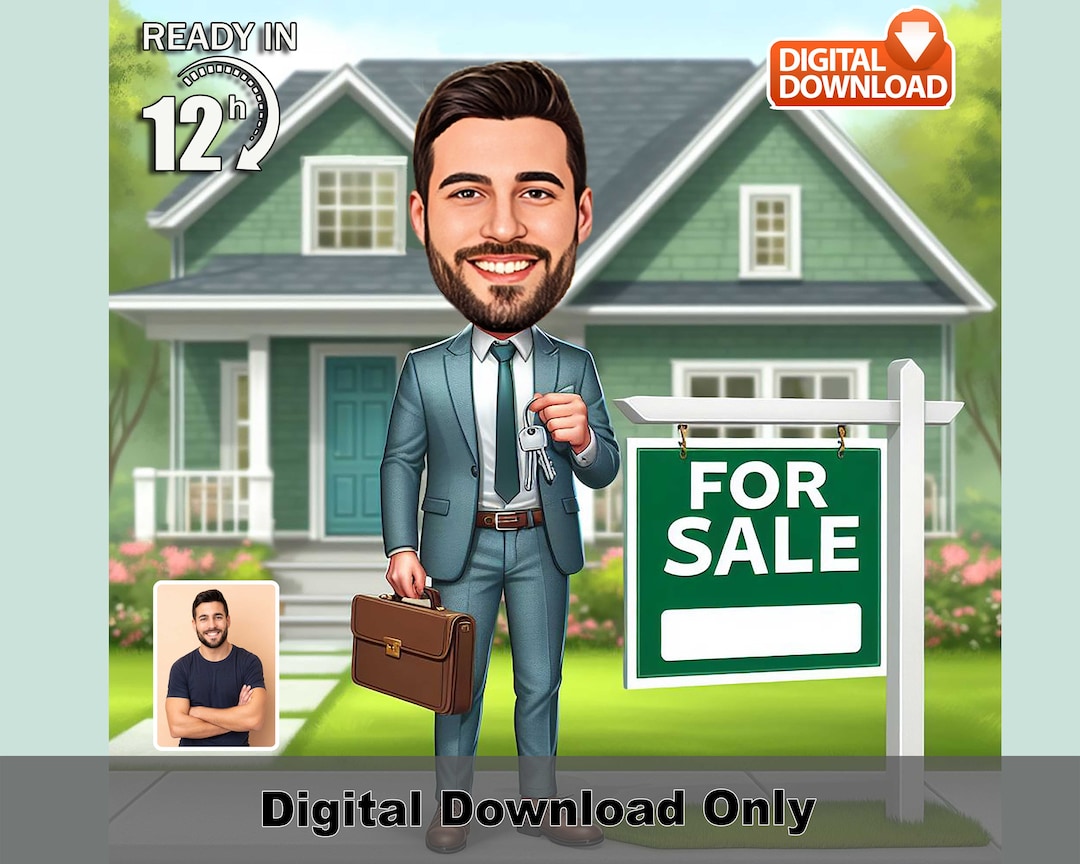 REALSTATE CARICATURE Personalized Artwork for Realtor Professionals ...