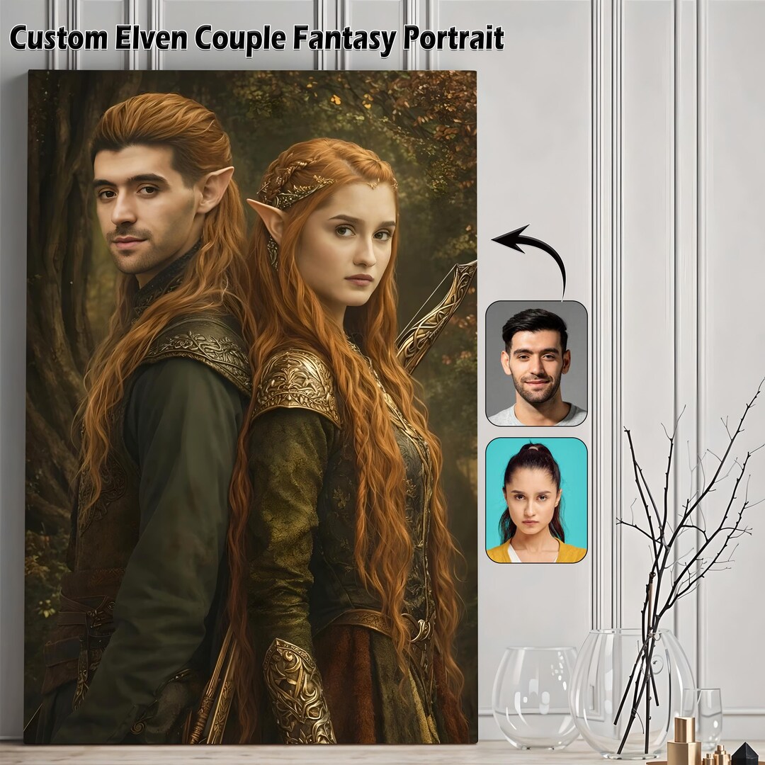 Custom Elven Couple Portrait, Fantasy Art From Photo - Etsy