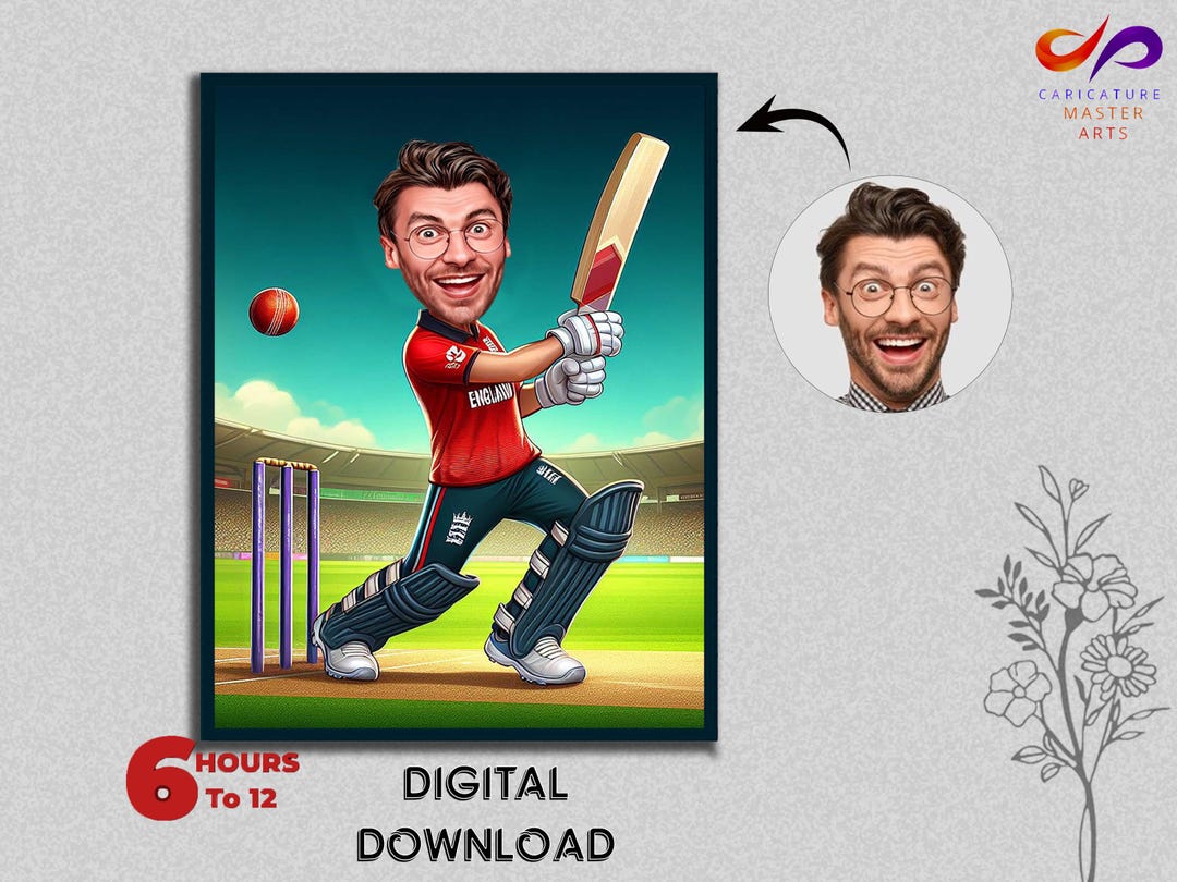 Custom T20 Cricket Test Player Batsman All-rounder Specialist Portrait ...