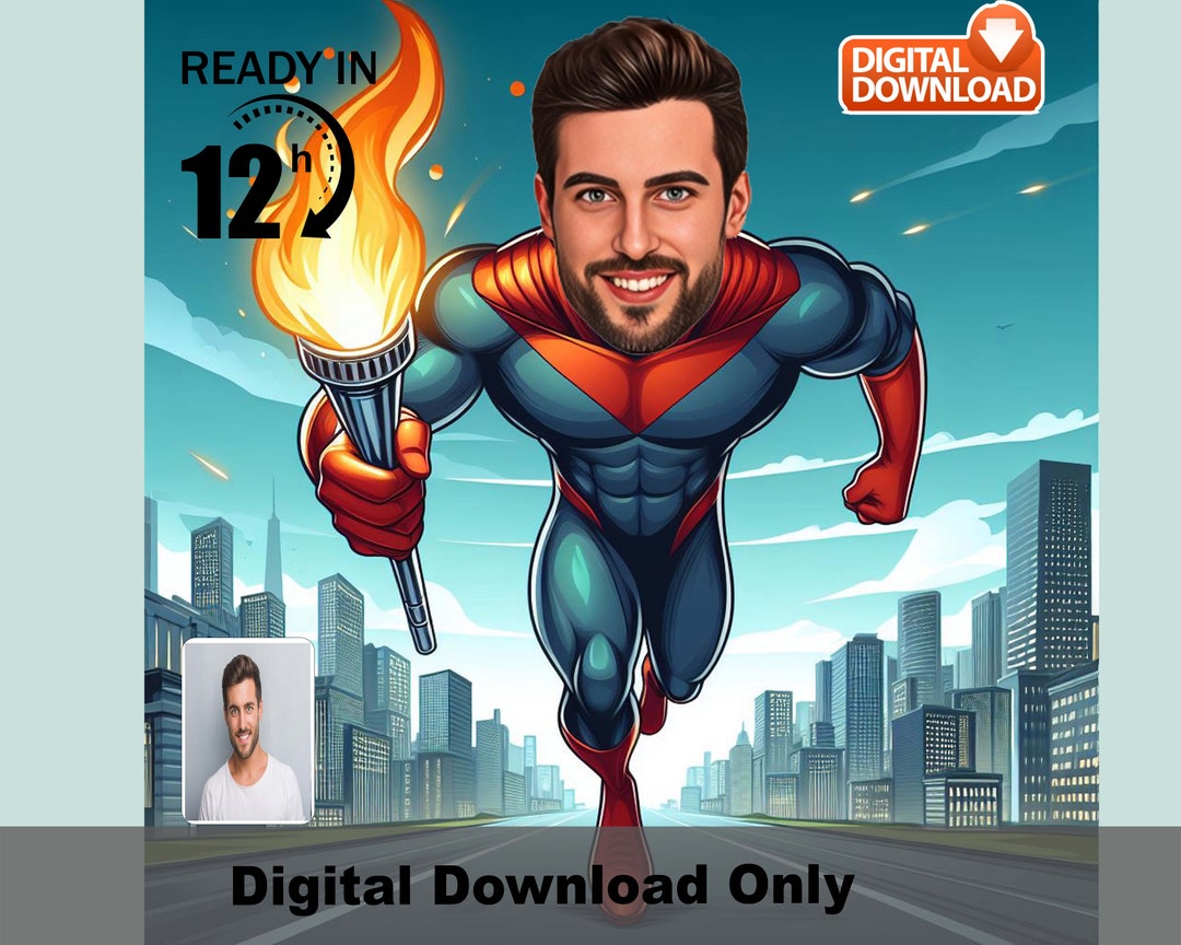 Human Torch Caricature Photo to Cartoon Caricature Gift Caricature ...