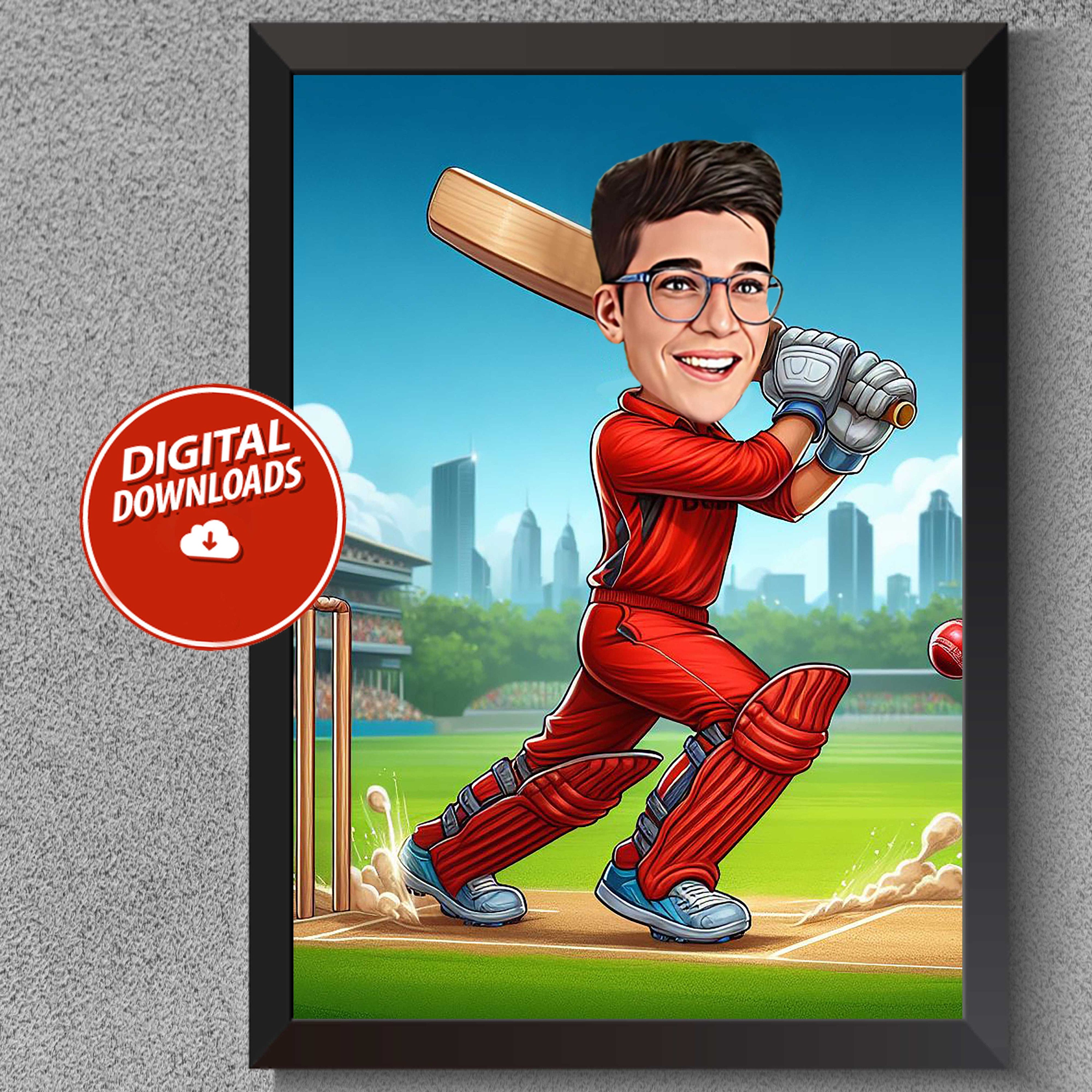 DYNAMIC Caricature CRICKET Cartoon Drawing From Photo Picture Male ...