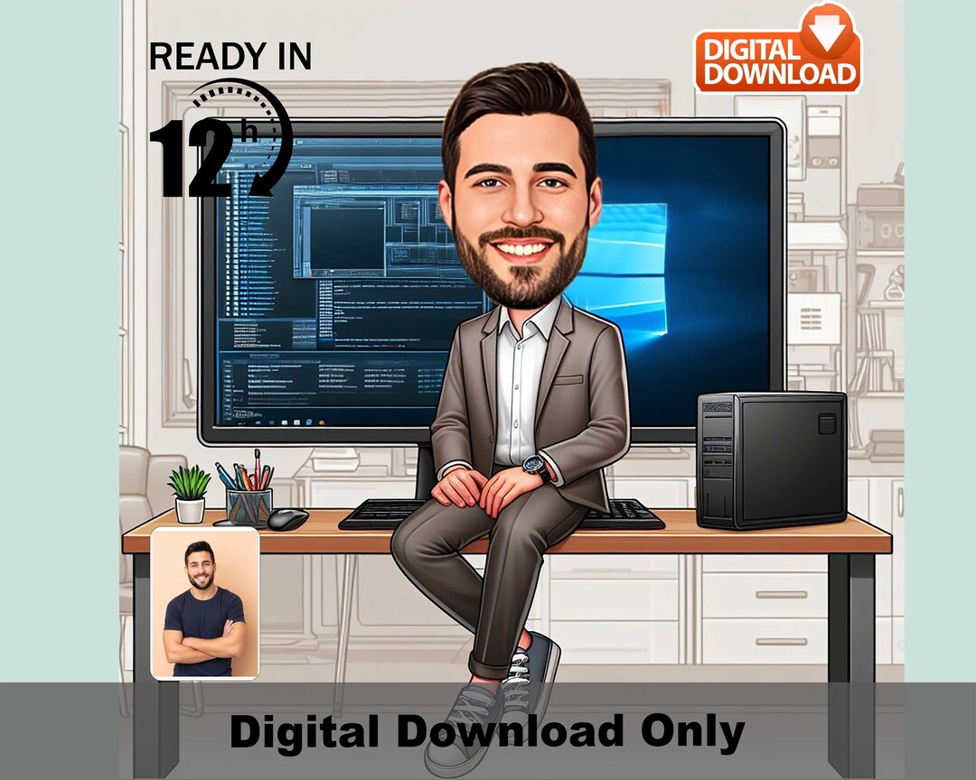 Software Engineer Caricature,photo to Cartoon, Programmer Gift, Gift for Coder, Web Designer ...